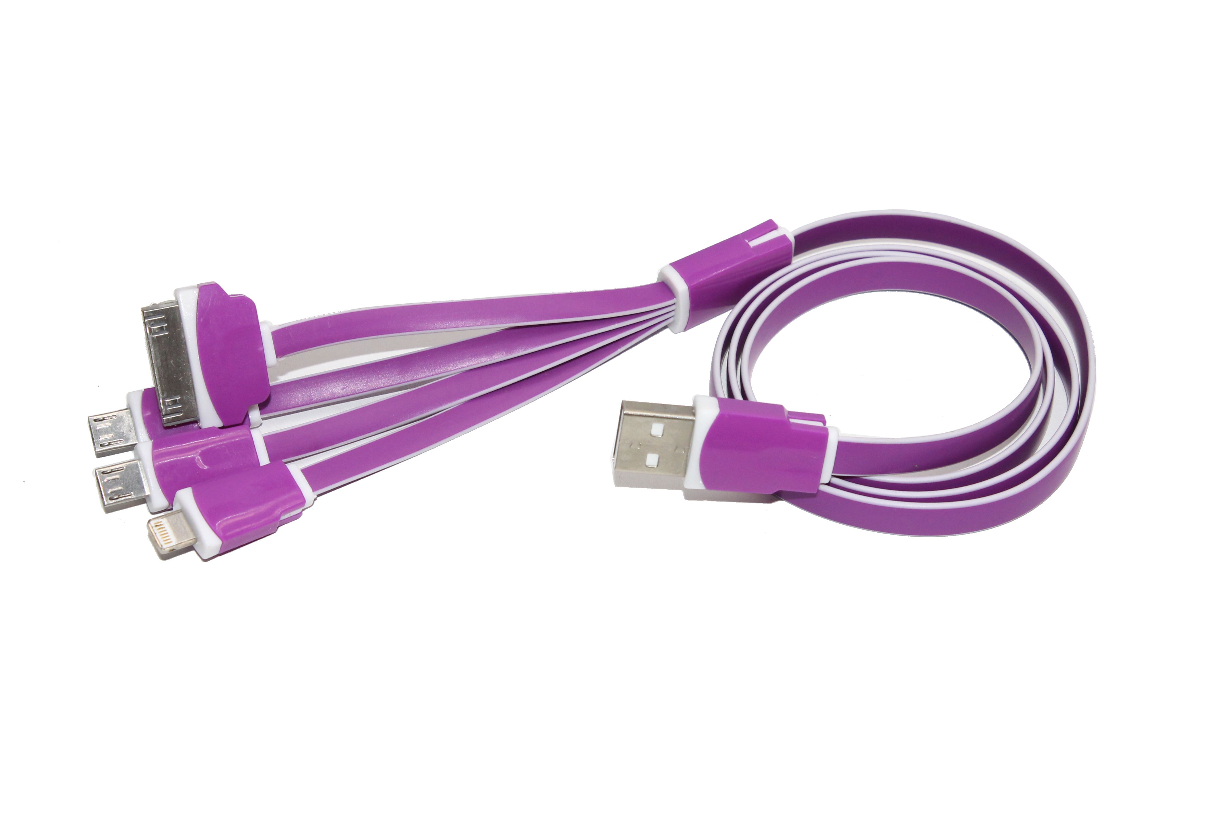 Кабель Radiosfera USB - micro USB; 30-pin Apple; USB Type-C; Lightning 1 м, фиолетовый