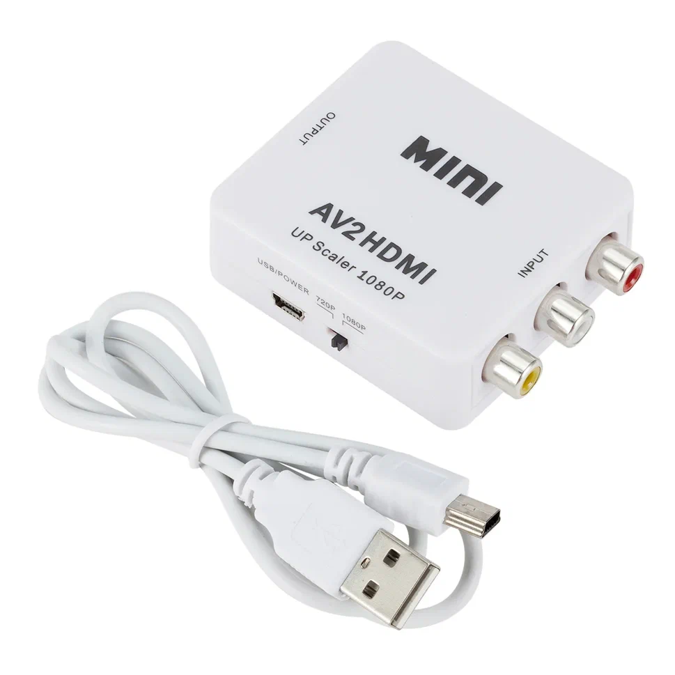 Конвертер переходник из AV в HDMI (AV2HDMI) / белый