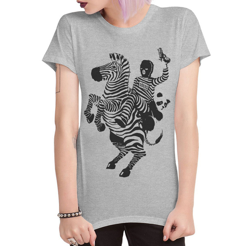 Футболка женская DS Apparel Бандит и Панда на Зебре 348569-1 серая XL