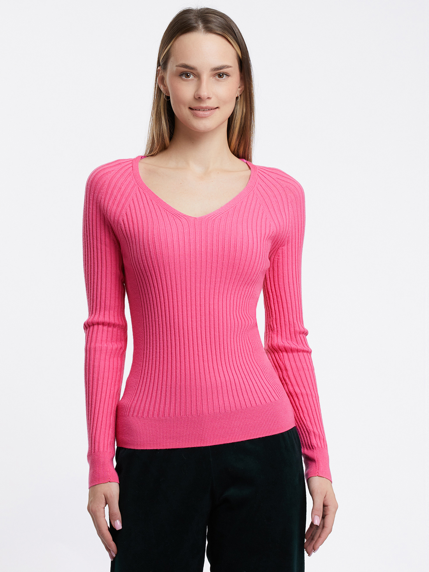 Пуловер женский oodji 63812692 розовый 2XL