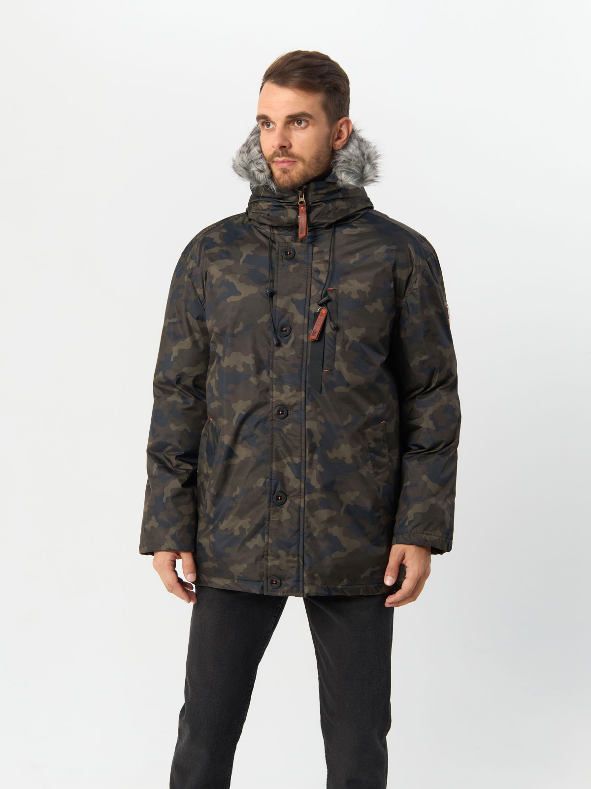 Парка мужская Geographical Norway, WR273H-GN, с капюшоном, хаки, 2XL