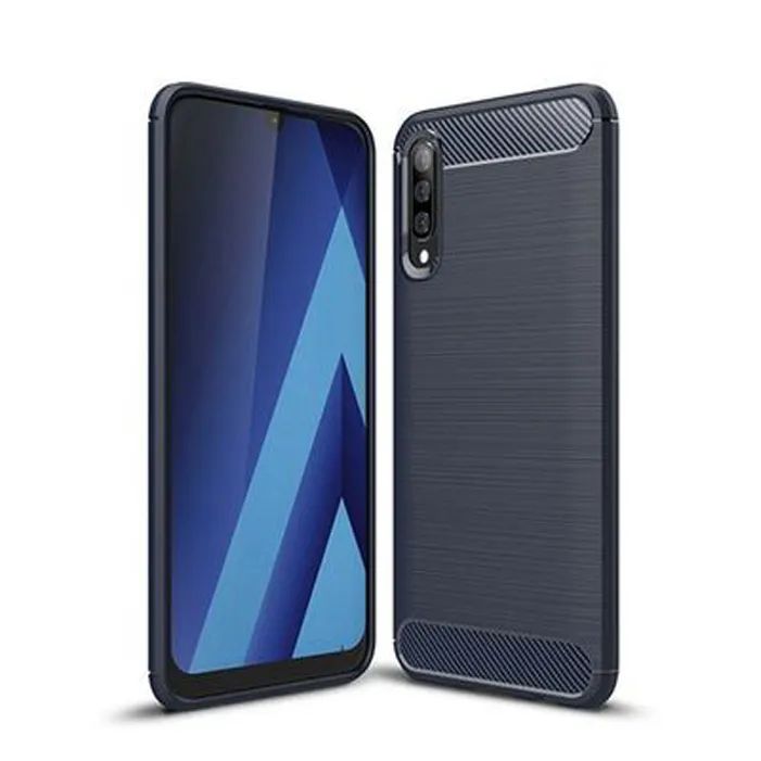 Чехол силиконовый для Samsung Galaxy A01 Carbon series синий