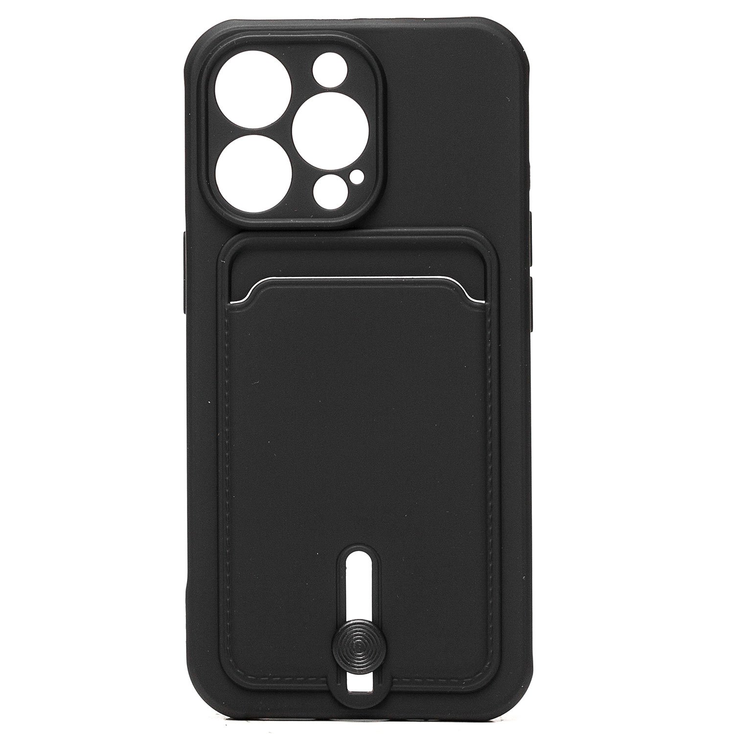 Чехол iPhone 13 Pro силиконовый с картхолдером №4 <черный>