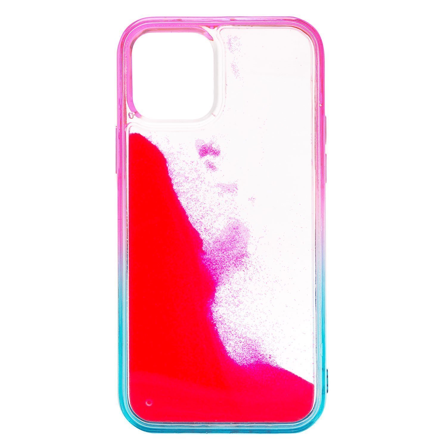 Чехол iPhone 12 пластиковый с песком <розовый>