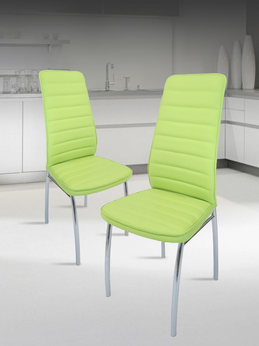 Кухонные стулья мягкие со спинкой Мебель Хром 2 шт фисташковый
