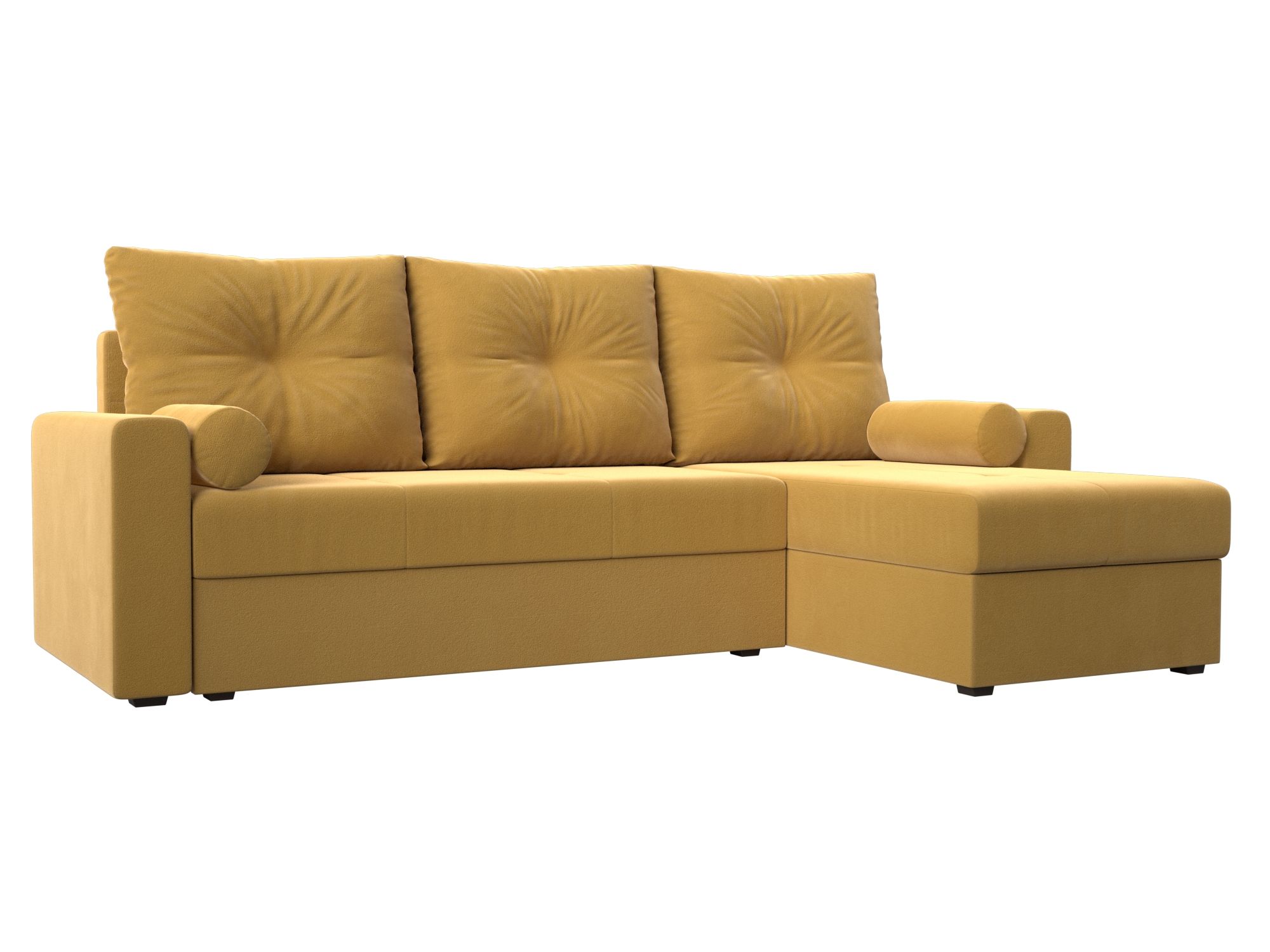 Угловой диван Верона Лайт правый микровельвет желтый