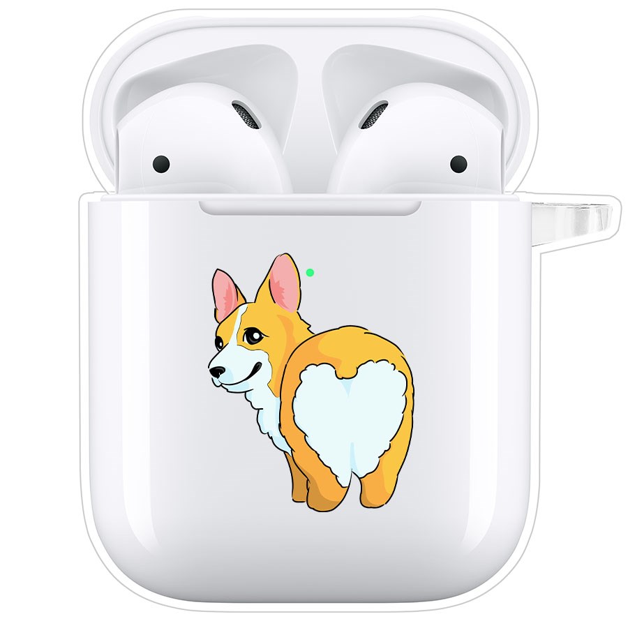 Чехол Krutoff Clear Case для AirPods 1 Рисованный корги вид 2