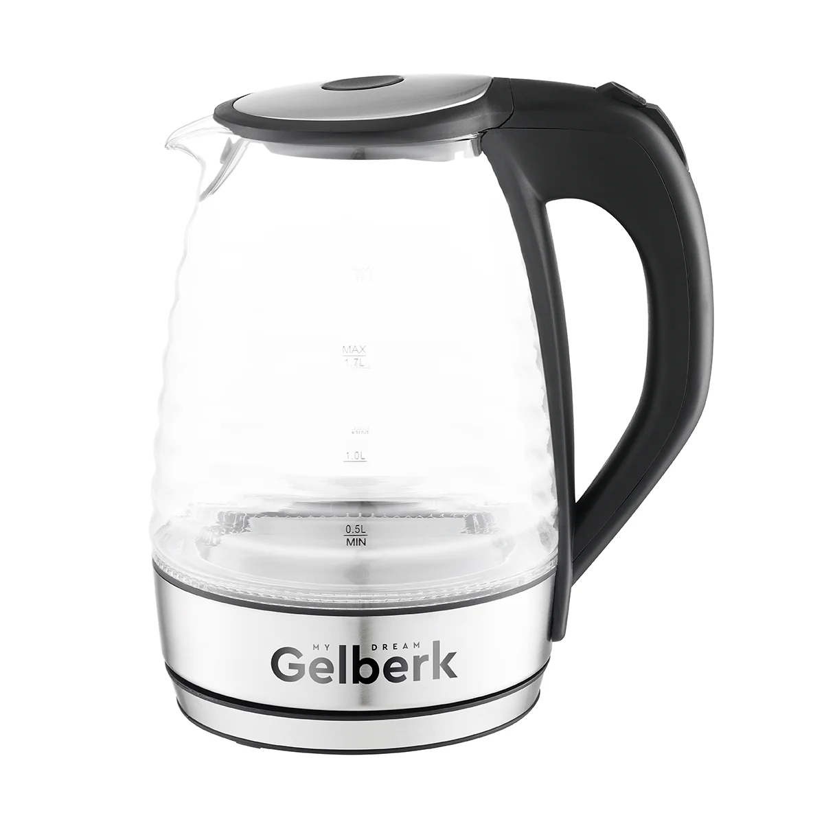 Чайник электрический Gelberk GL-KG20 1.7 л серебристый, прозрачный