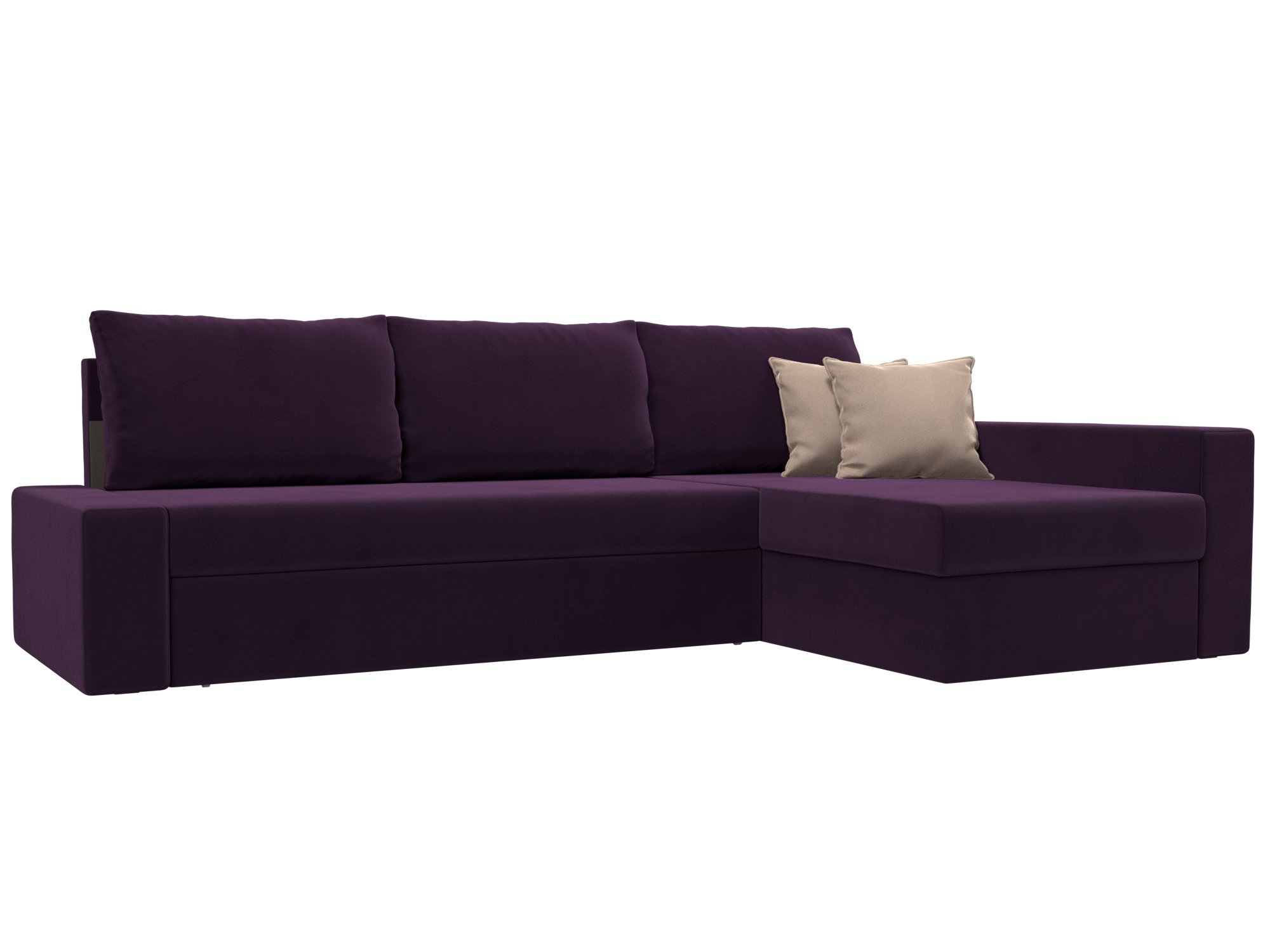 Угловой диван Версаль правый велюр фиолетовый/бежевый