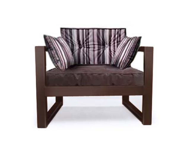 Диван-кресло одноместный DEmoku Оксфорд Д-1, полоса + коричневый/шоколад укрывной