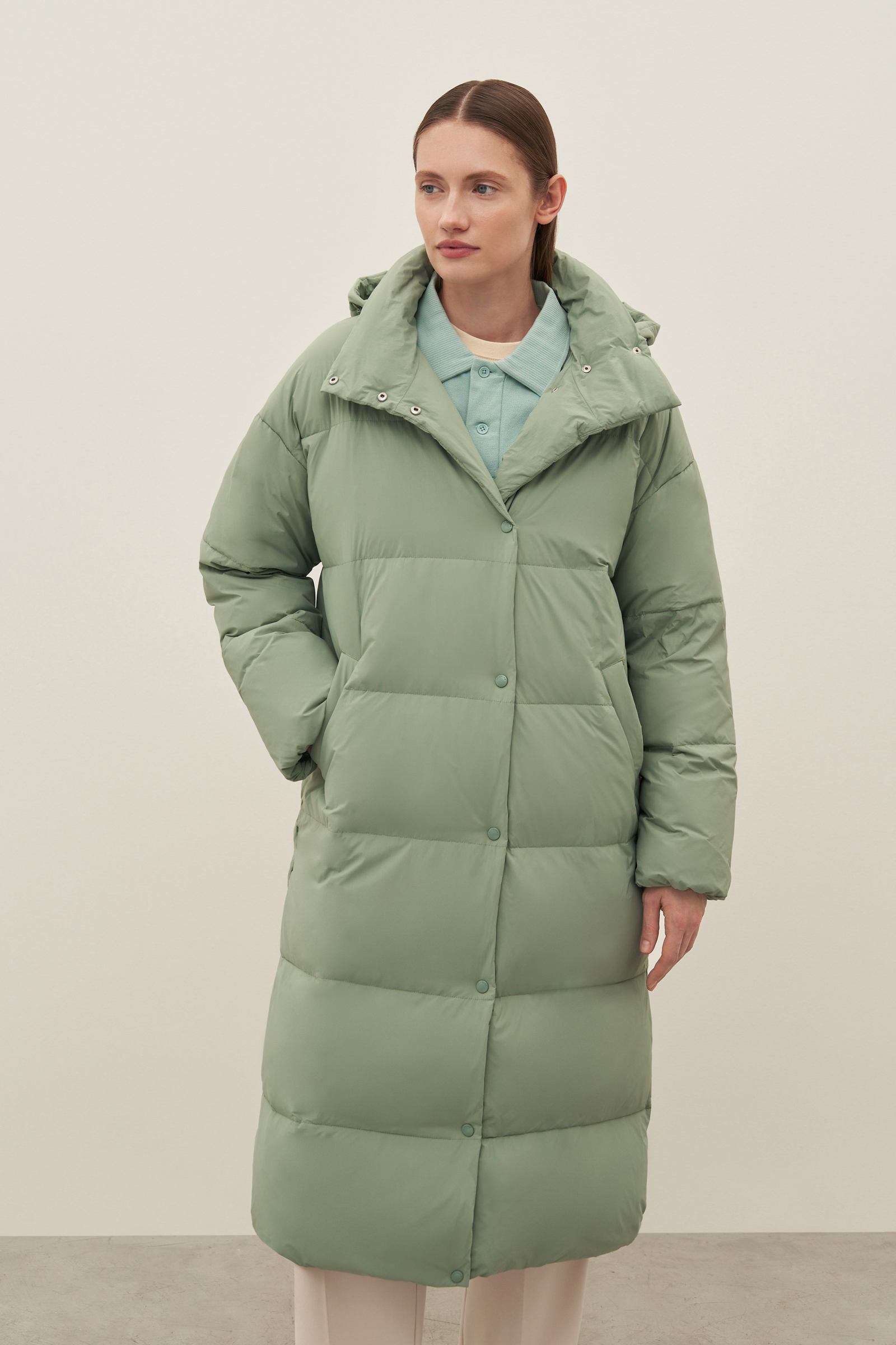 Пуховик-пальто женский Finn Flare FAD11098 зеленый S