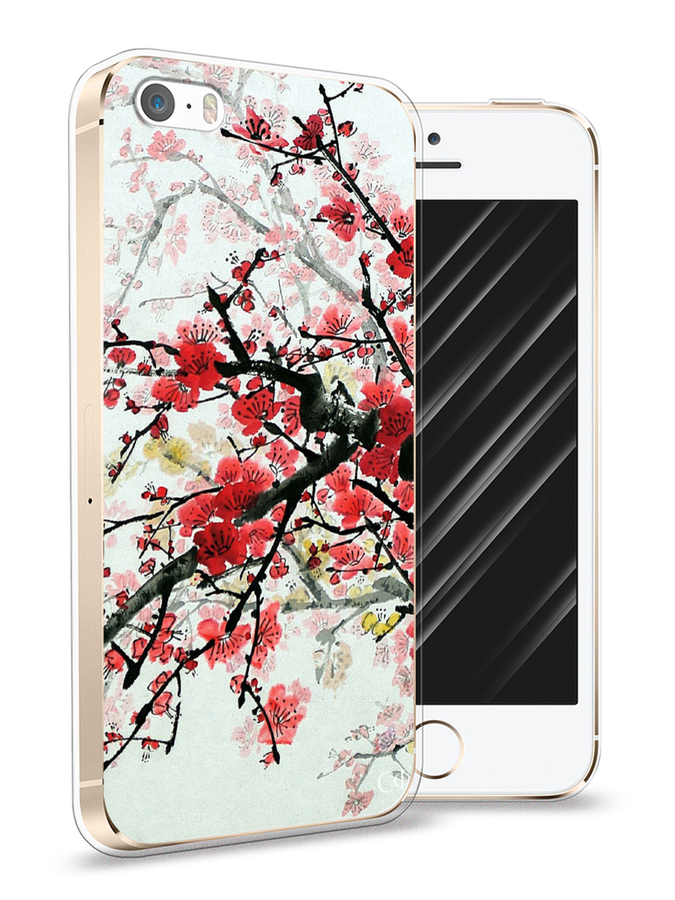 Чехол Awog на  Apple iPhone 5/5S/SE / Айфон 5/5S/SE "Сакура"