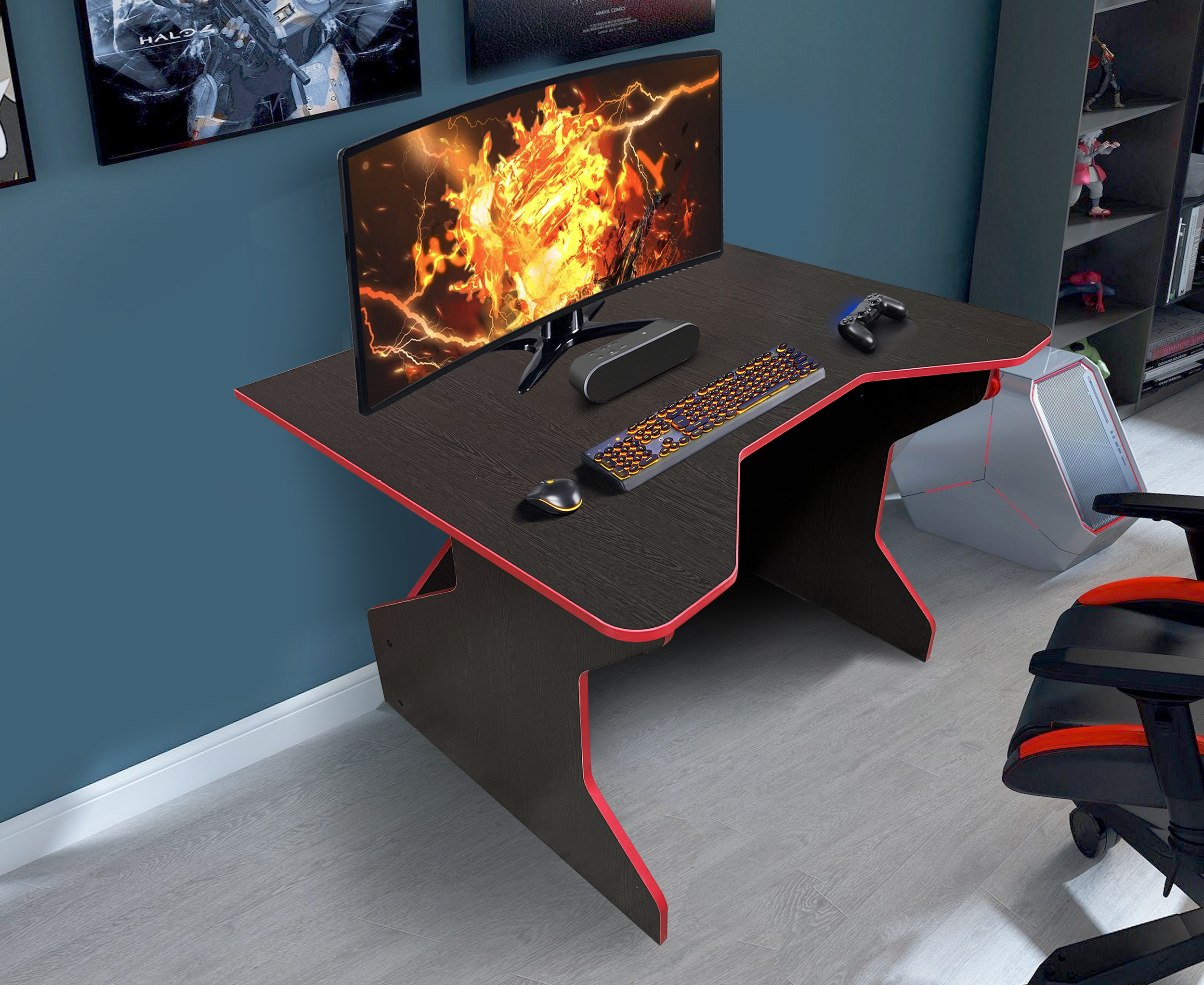 Компьютерный стол СК-12 венге/красный