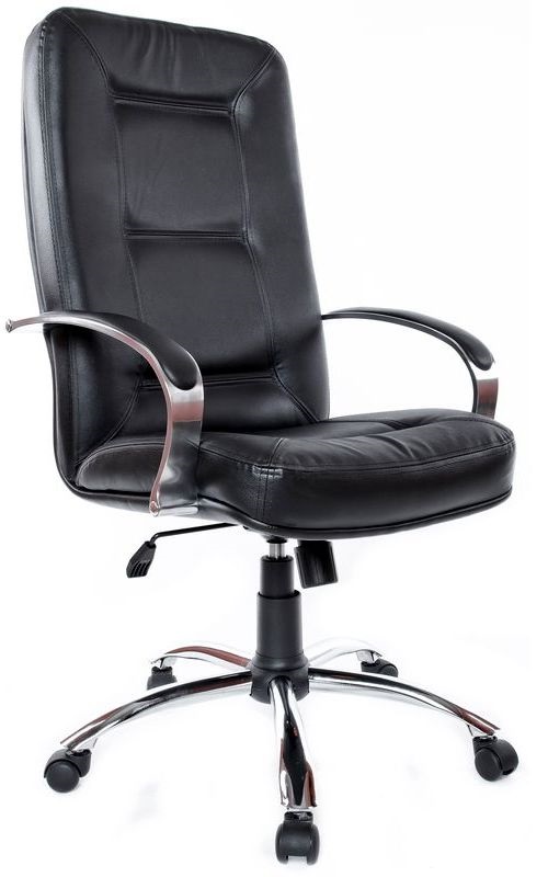 Компьютерное кресло Евростиль Пилот, натуральная кожа, чёрный