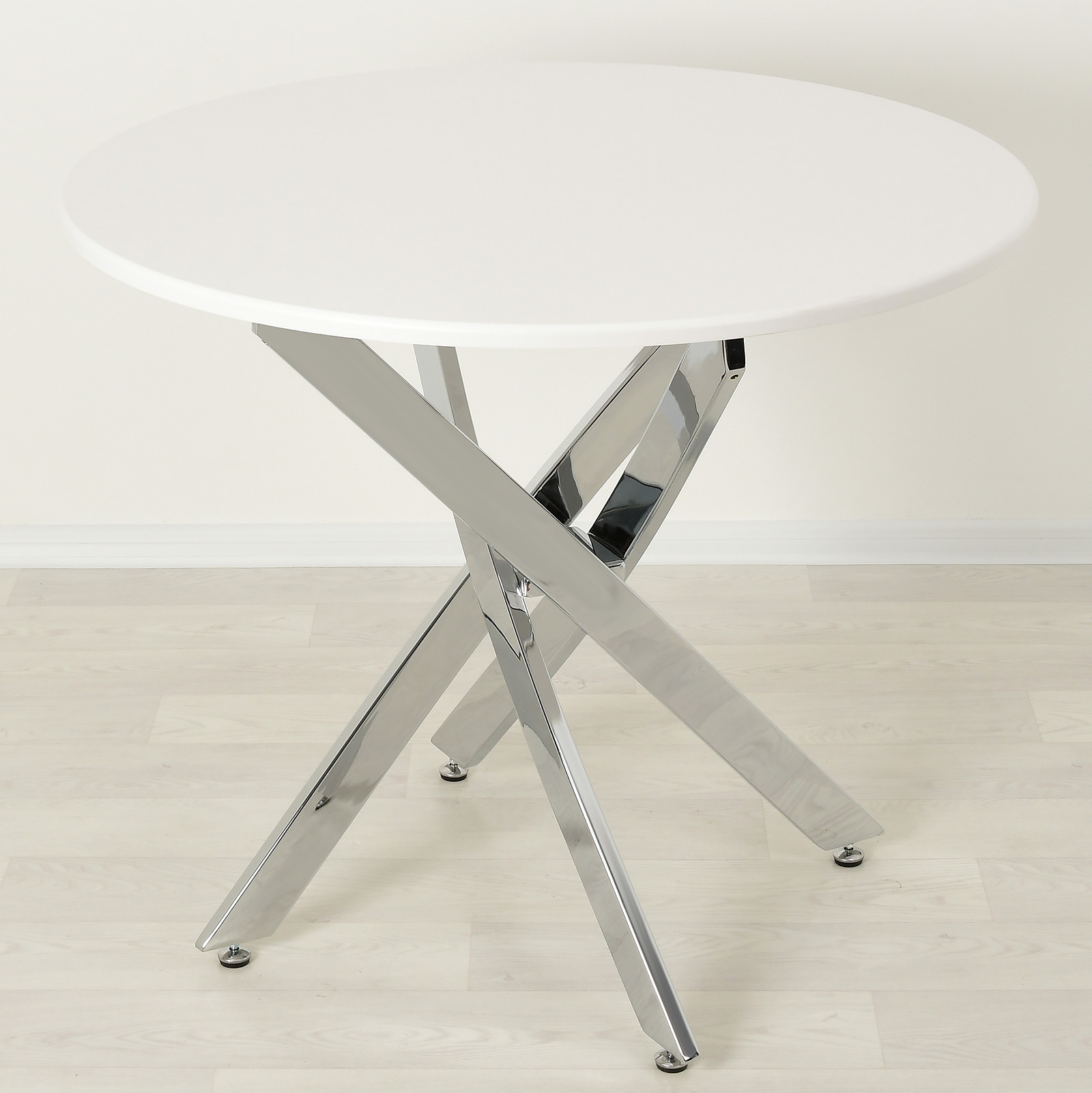 Кухонный стол из МДФ Mebel Apartment Рим 18 белый/хром D90