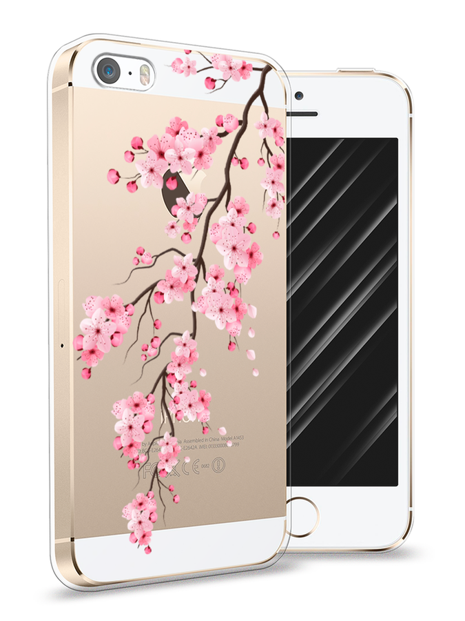 Чехол Awog на  Apple iPhone 5/5S/SE / Айфон 5/5S/SE "Розовая сакура"